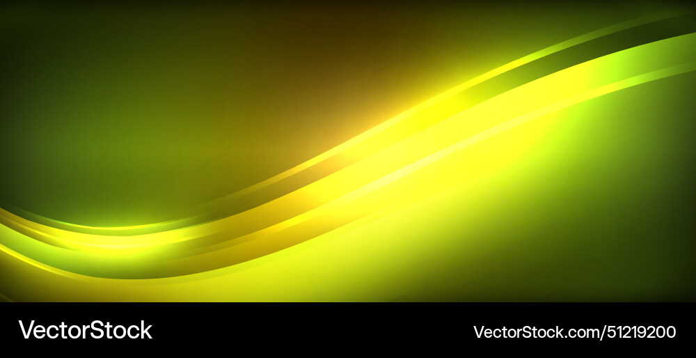 A vibrant green and yellow wave set against dark Vector Image