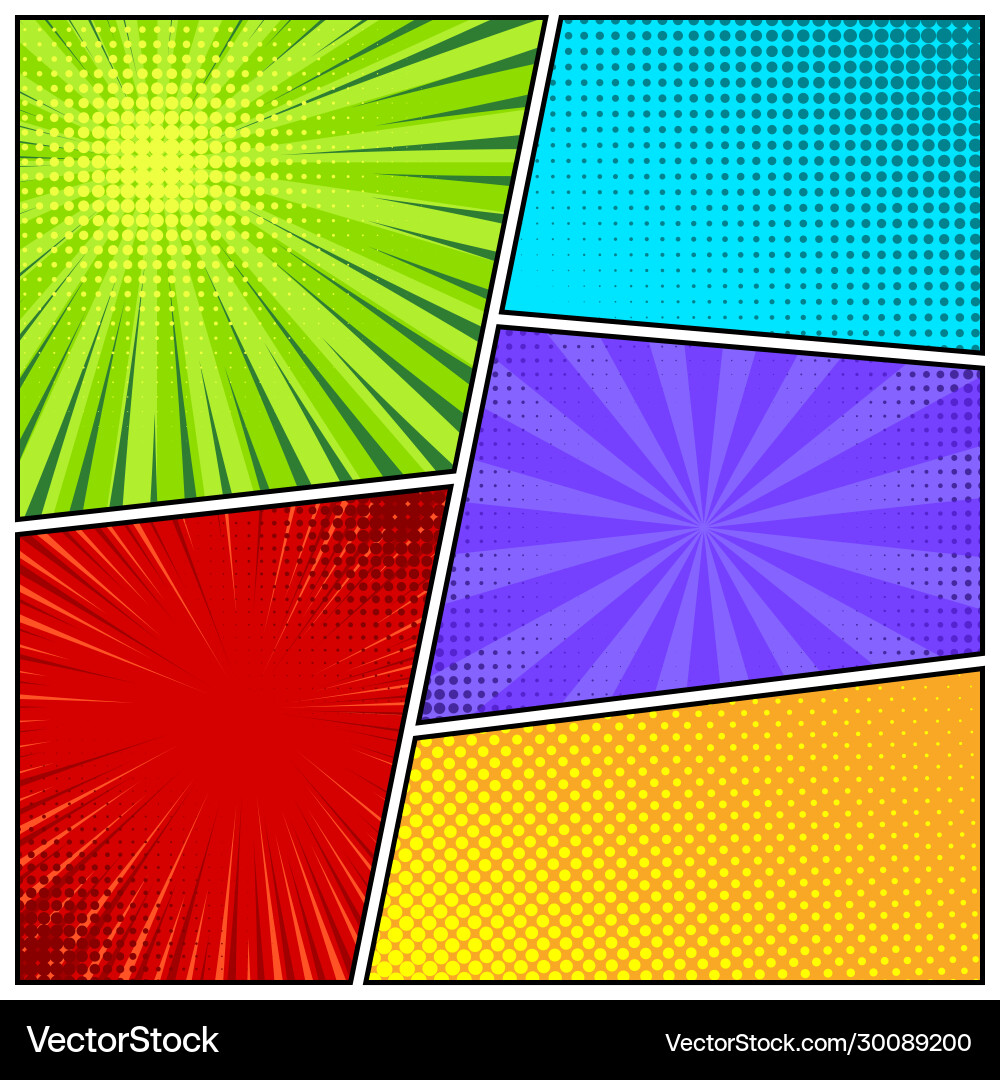 Cartoon comic backgrounds set comics book Vector Image