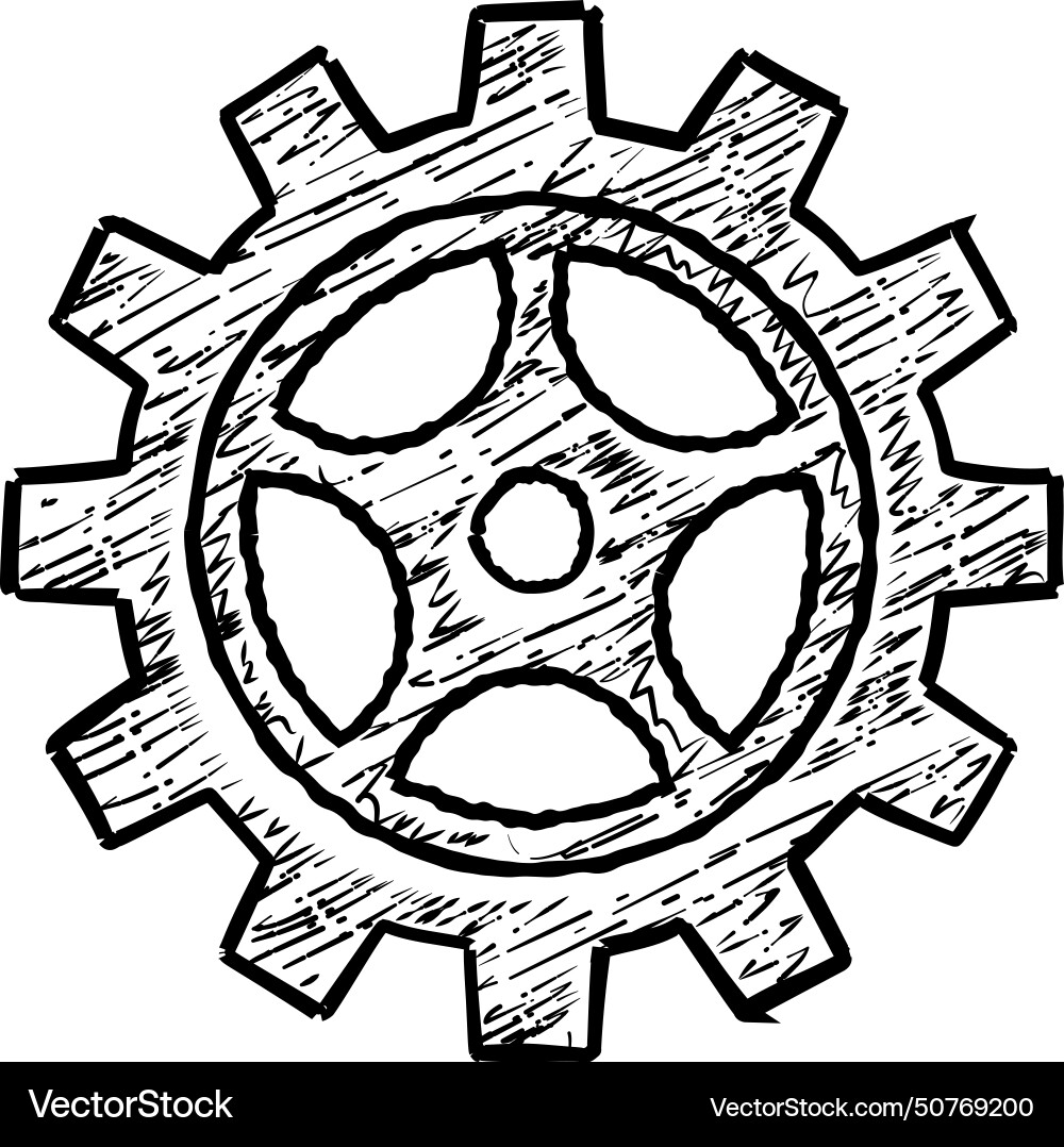 Machine gear drawing mechanical cogwheel Vector Image