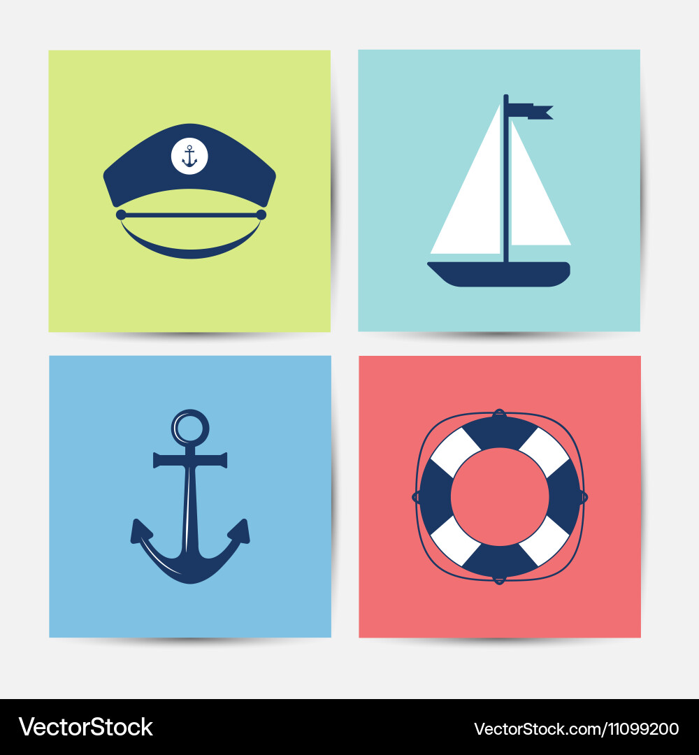 Marine symbols and icons Royalty Free Vector Image