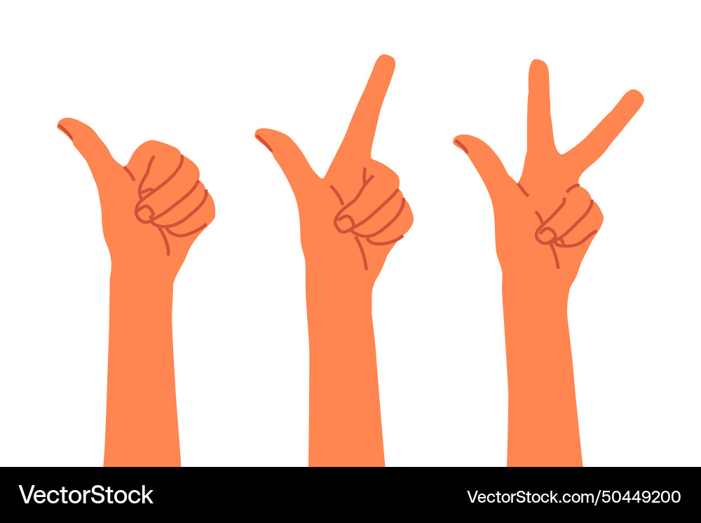 One two three hand gesture Royalty Free Vector Image