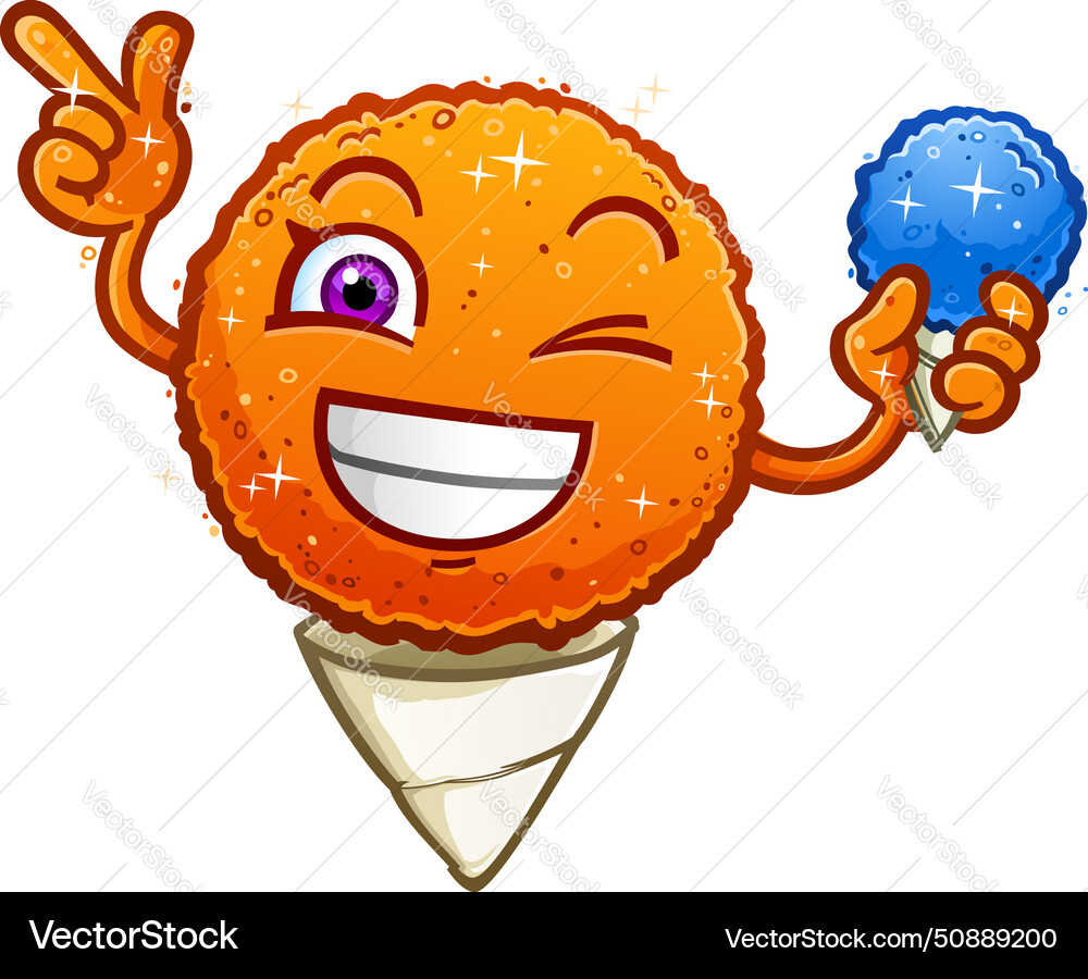 Orange snow cone cartoon winking and pointing Vector Image