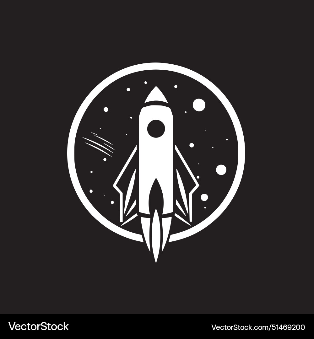 Rocket - black and white Royalty Free Vector Image