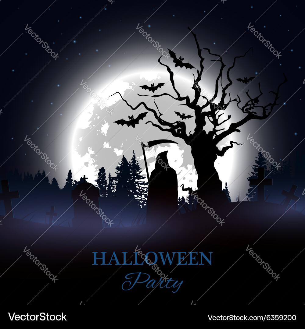 Spooky Halloween Graveyard Poster Royalty Free Vector Image