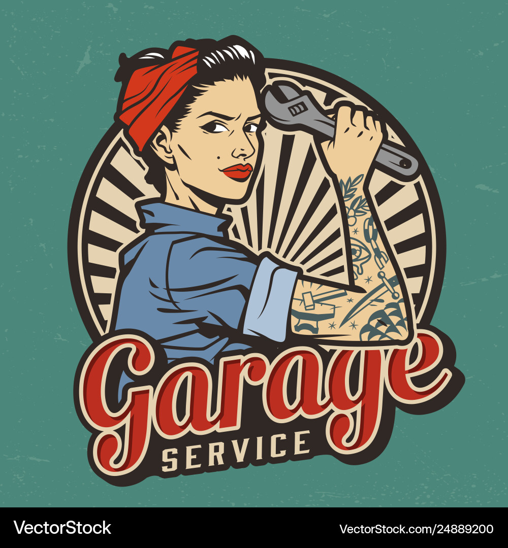 Vintage garage service emblem Royalty Free Vector Image