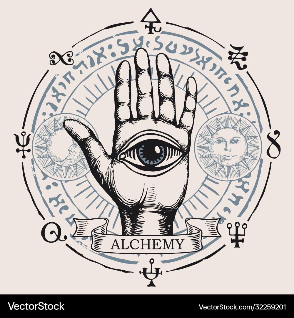 Alchemy Hand with All-Seeing Eye Royalty Free Vector Image