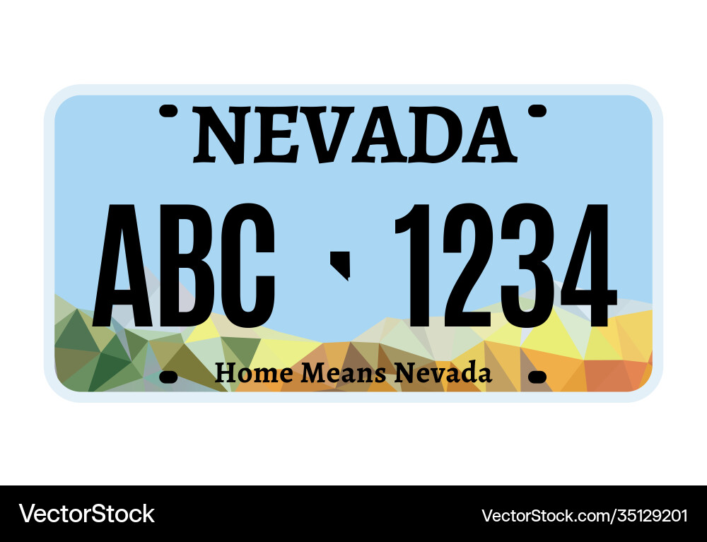 American nevada car license plate Royalty Free Vector Image