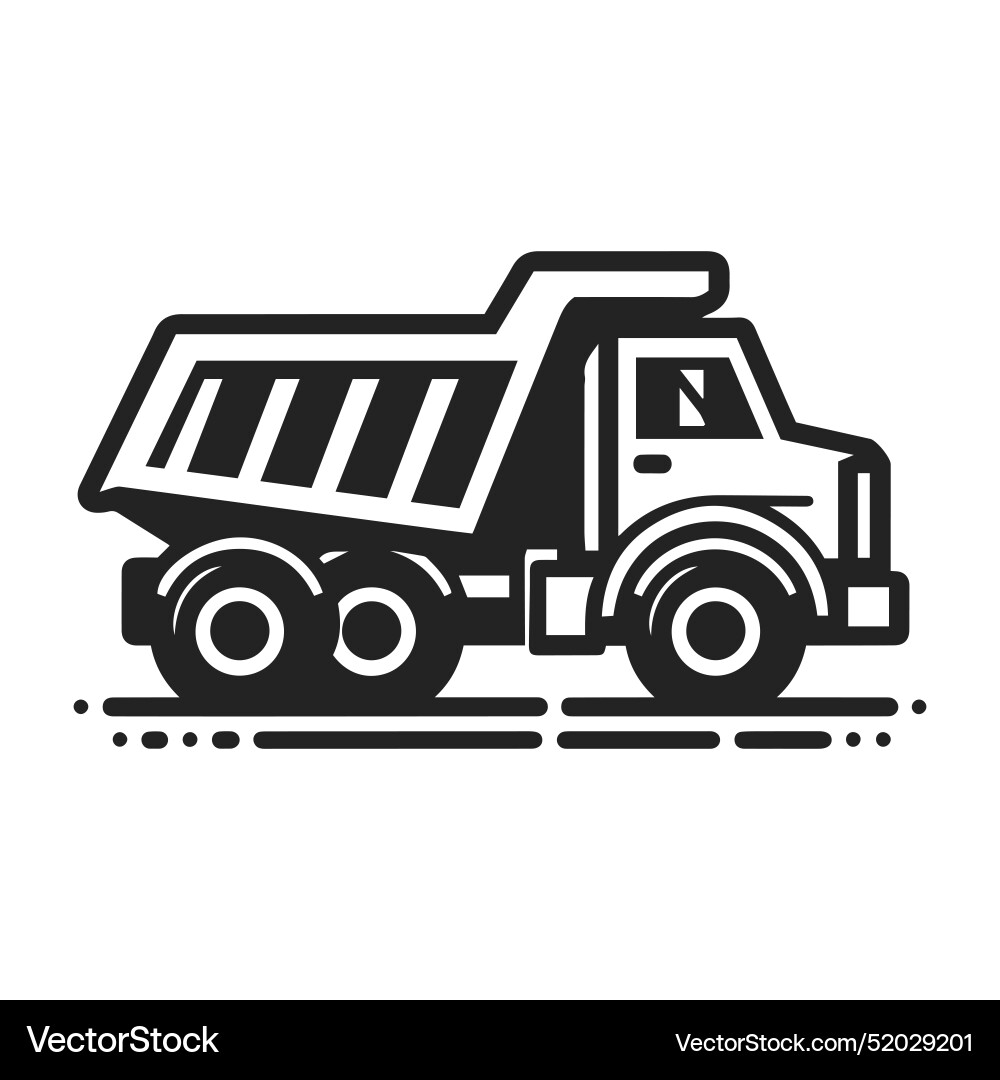 Black and white dump truck icon streamlined art Vector Image
