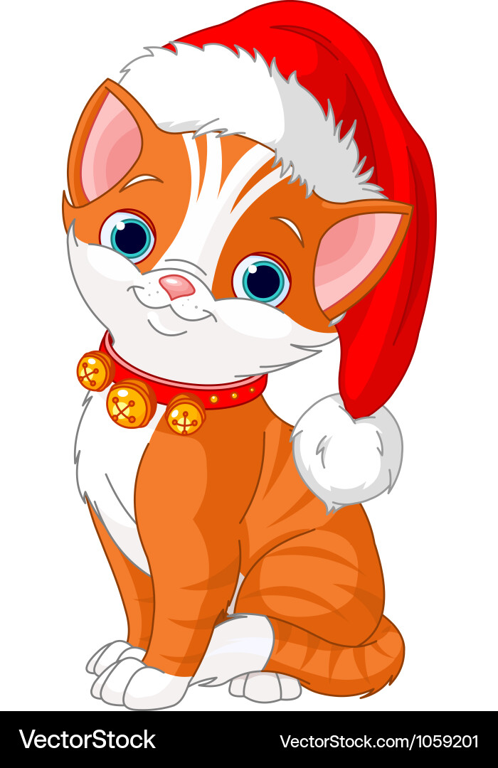 Christmas cat Royalty Free Vector Image - VectorStock