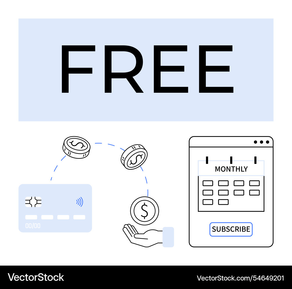 Free subscription with credit card payment Vector Image