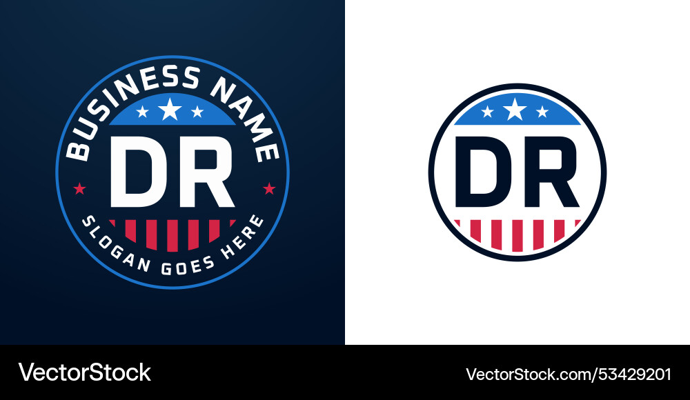 Patriotic dr logo design letter Royalty Free Vector Image