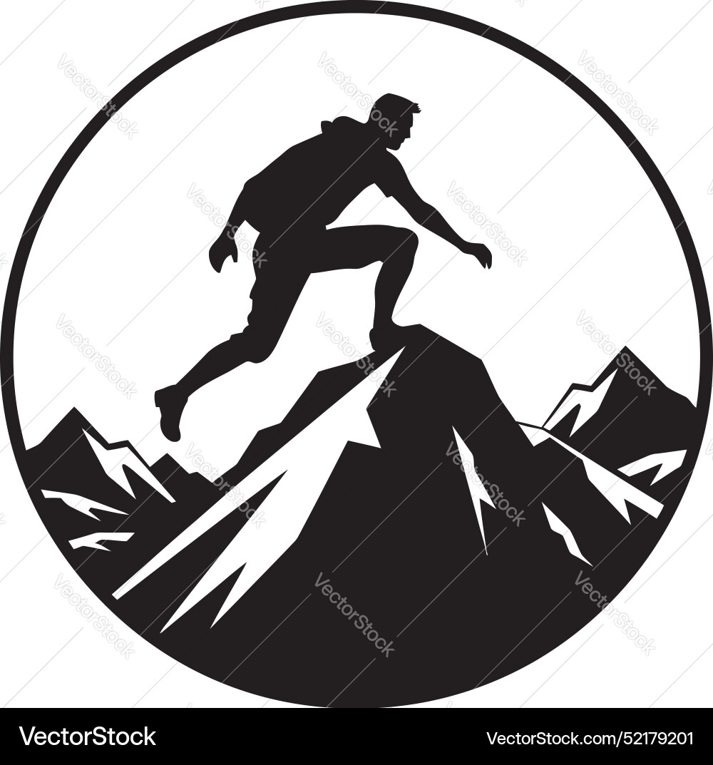 Peak pursuit man climbing mountain icon scaling Vector Image
