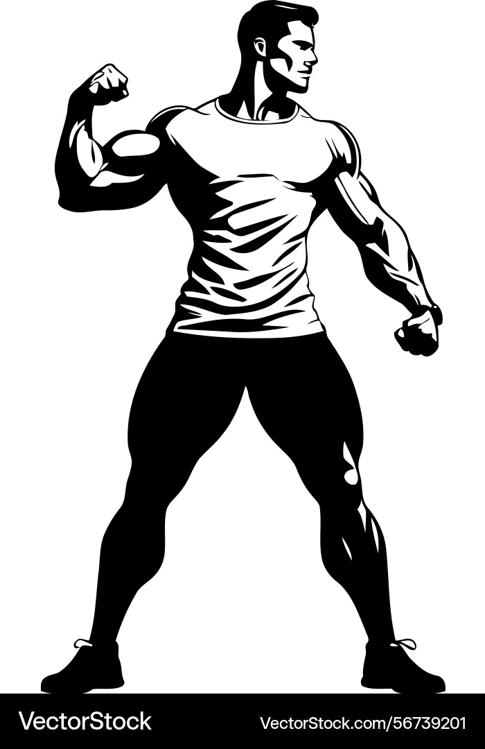 Powerful male athlete silhouette with visible Vector Image
