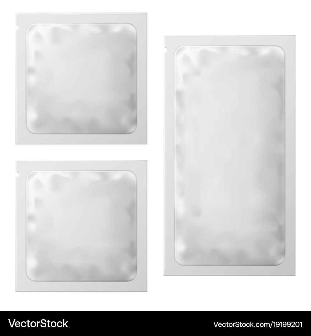 Realistic white blank sachet template packaging Vector Image