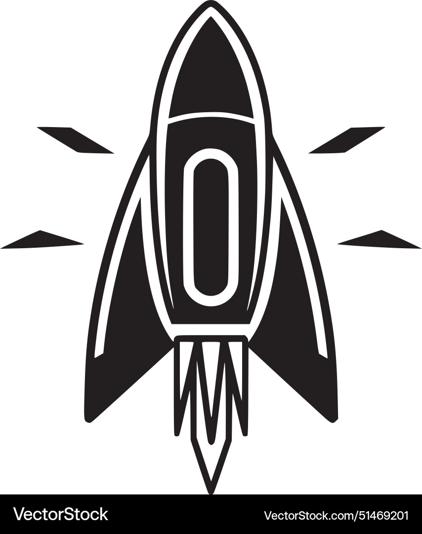 Rocket - black and white isolated icon Royalty Free Vector