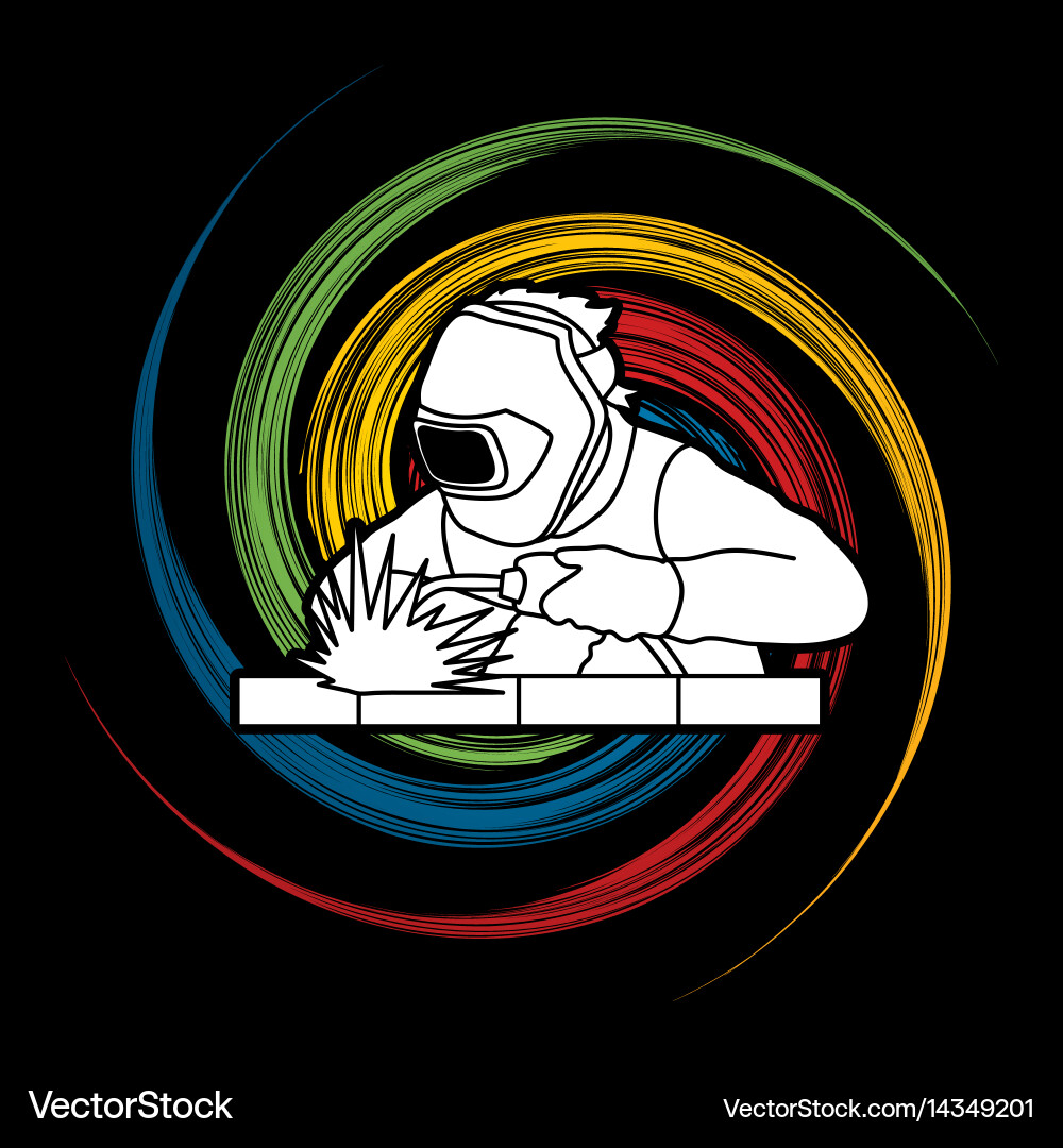 Welding with sparks welder working graphic Vector Image