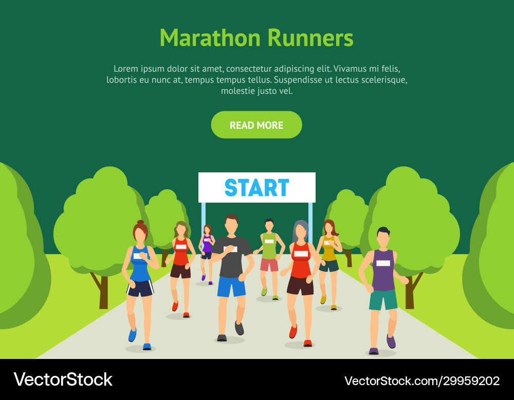Cartoon Marathon Runners Royalty Free Vector Image