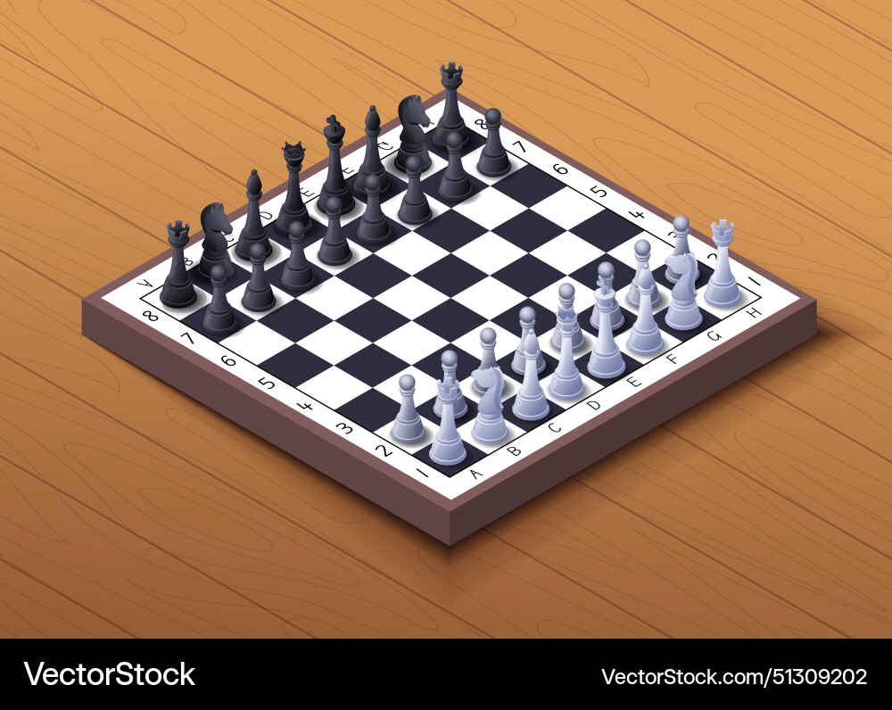 Chess pieces at board Royalty Free Vector Image