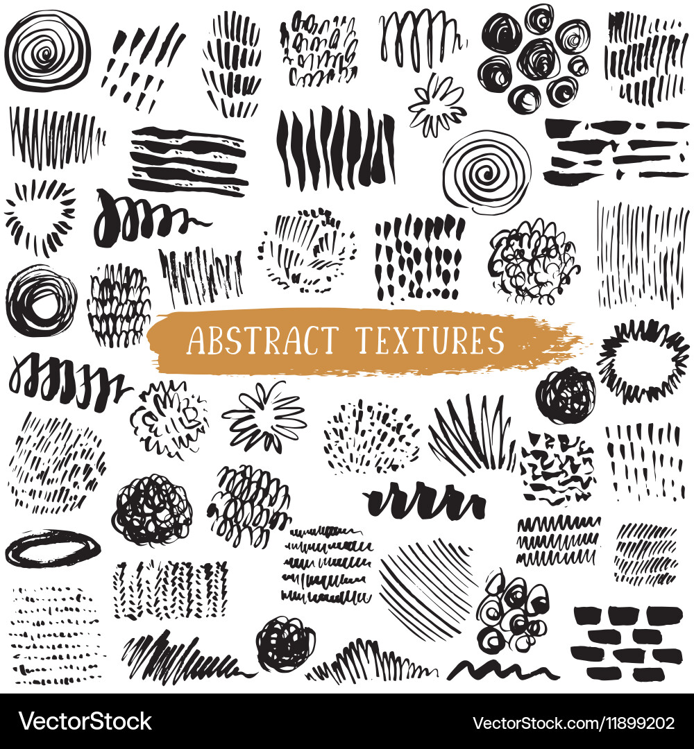 Collection of black ink abstract textures Vector Image