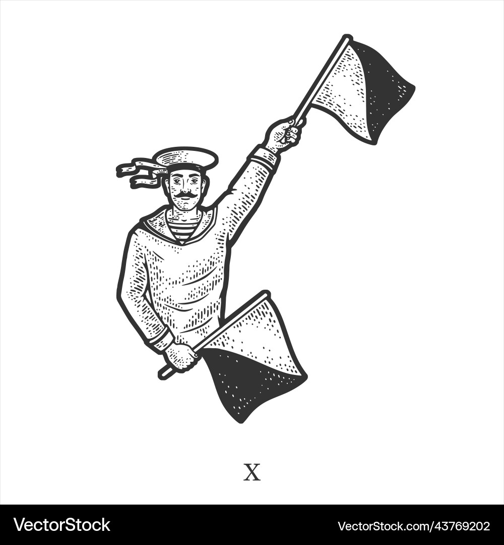 Flag semaphore letter x sketch Royalty Free Vector Image Flag semaphore letter x sketch Royalty Free Vector Image