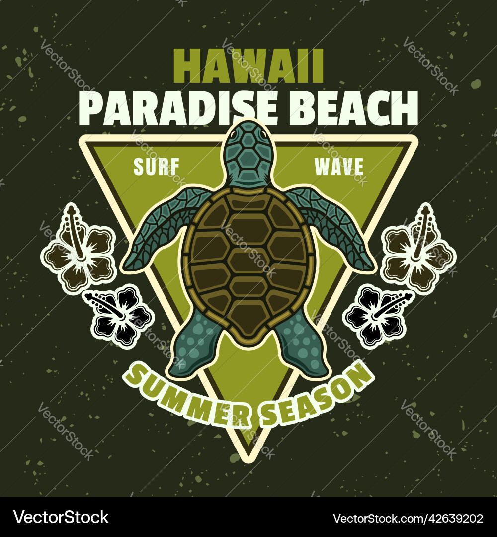 Hawaii paradise beach vintage emblem label Vector Image