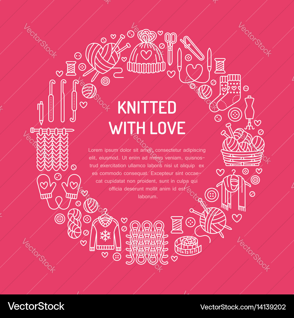 Knitting crochet hand made banner Royalty Free Vector Image