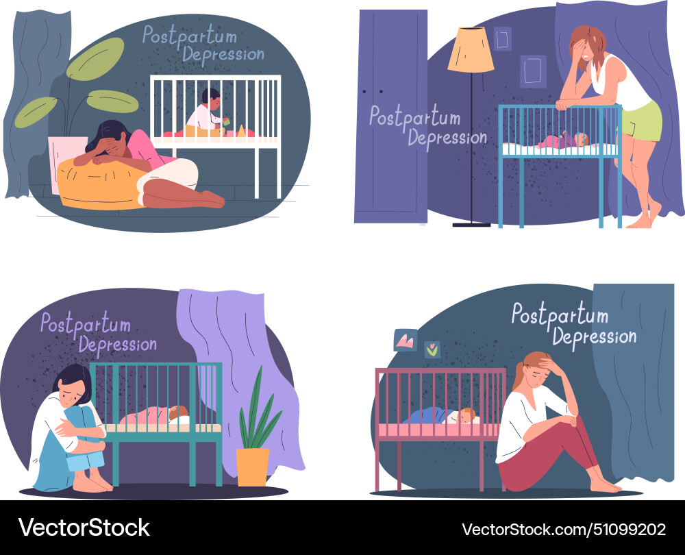Postpartum depression postpartium Royalty Free Vector Image