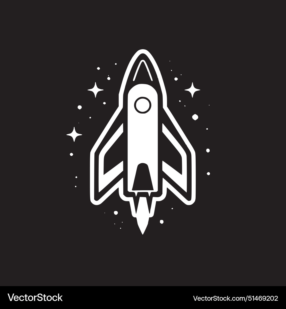 Rocket - black and white isolated icon Royalty Free Vector