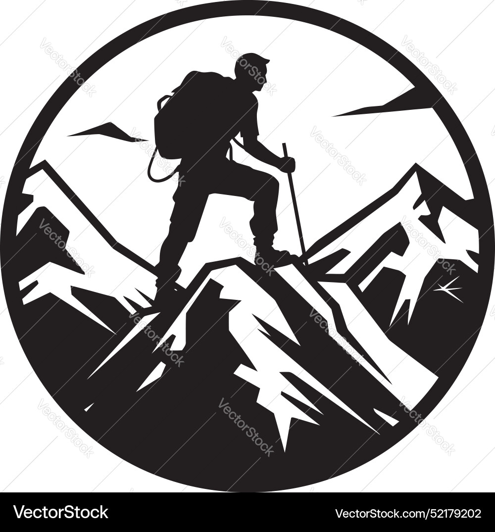 Scaling success mountain climber black logo Vector Image