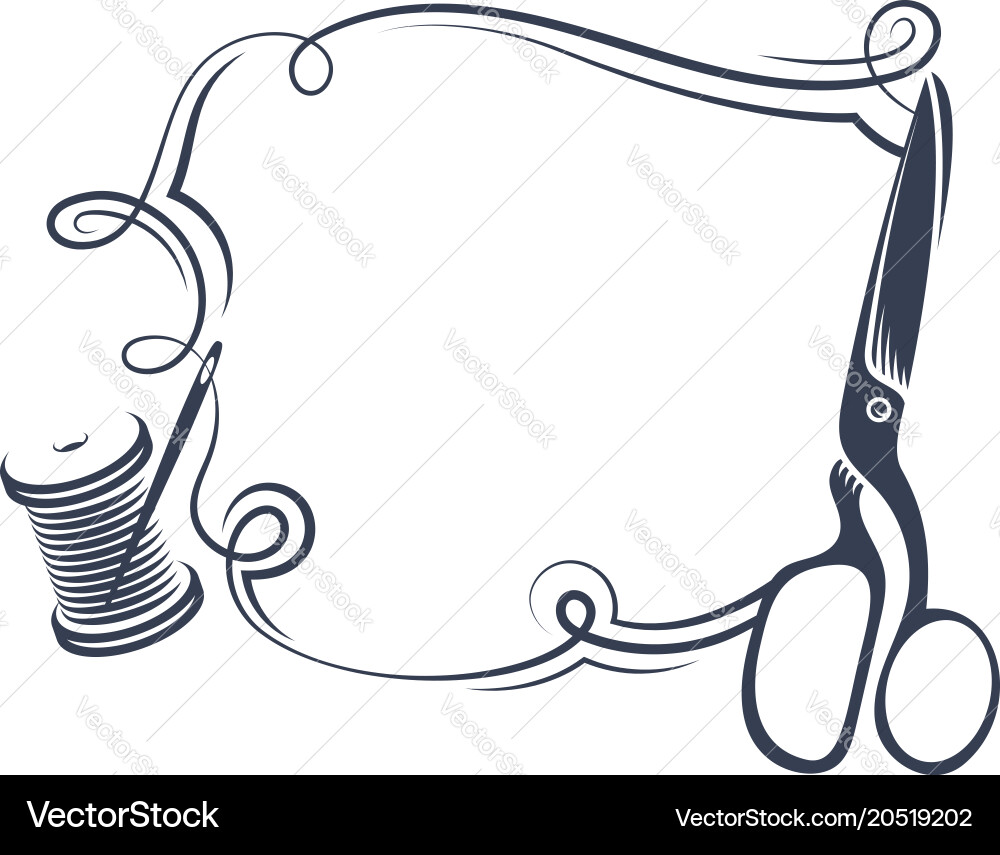 Scissors and sewing thread Royalty Free Vector Image