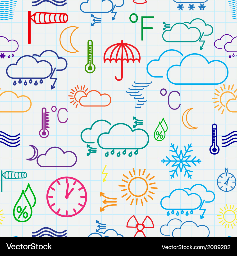 Seamless pattern of weather symbols Royalty Free Vector