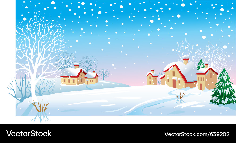 Snowy Winter Village Royalty Free Vector Image