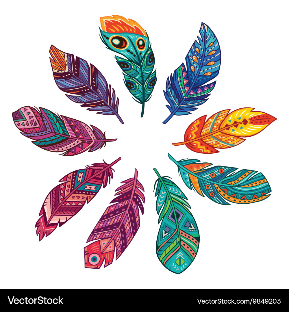 Boho Feather Pattern Royalty Free Vector Image