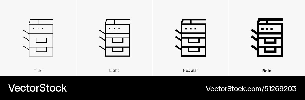 Copy machine icon thin light regular and bold Vector Image