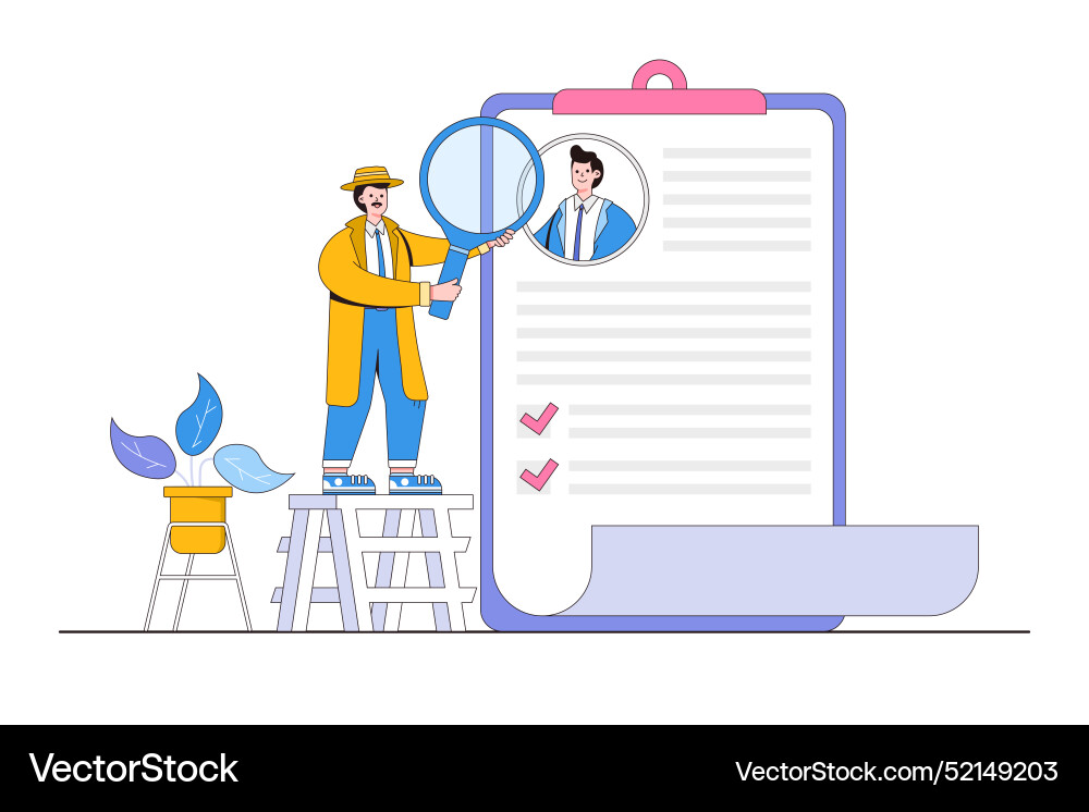 Criminal backgrounds check on candidate before Vector Image
