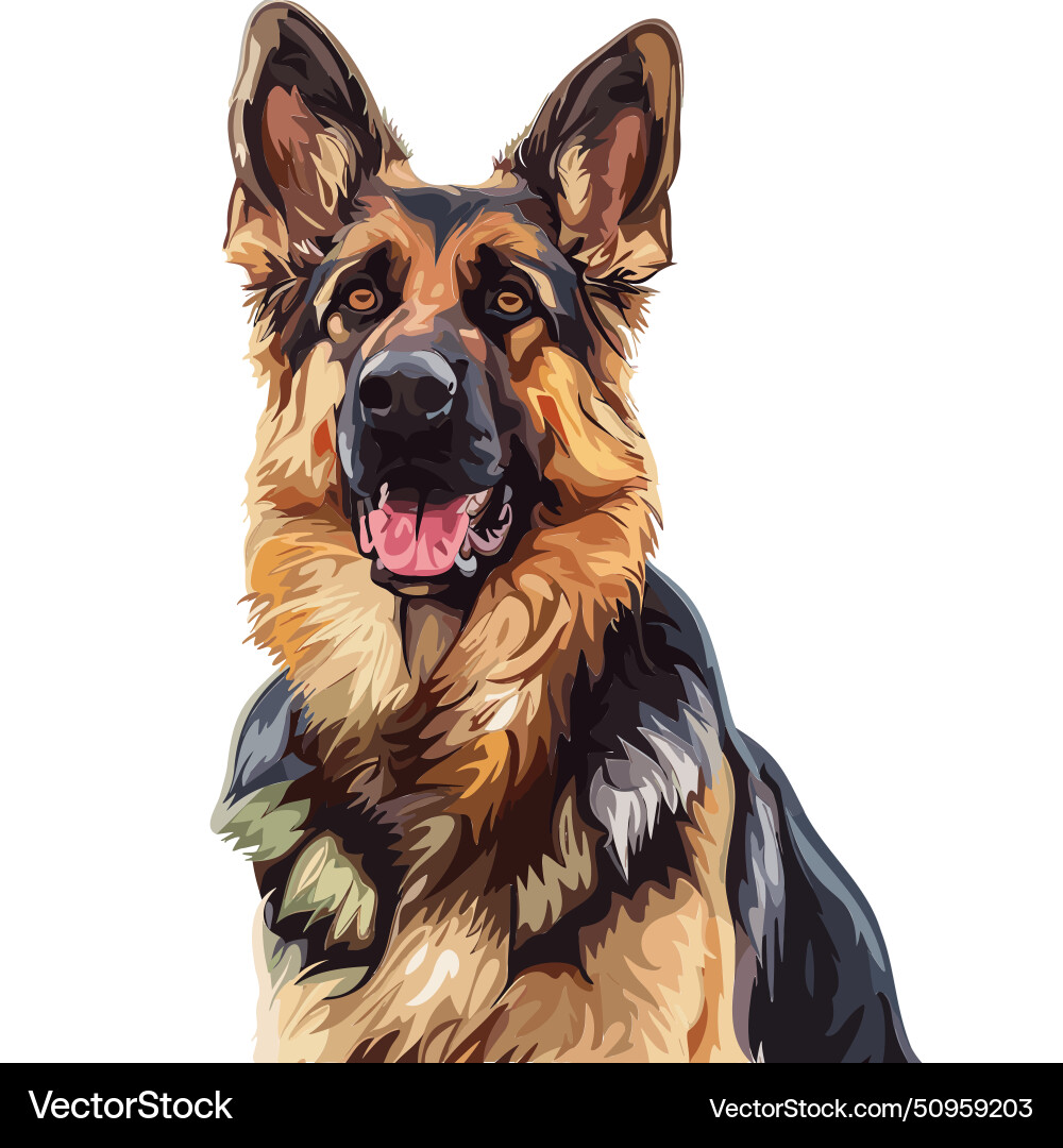 German shepherd alsatian adorable art Royalty Free Vector