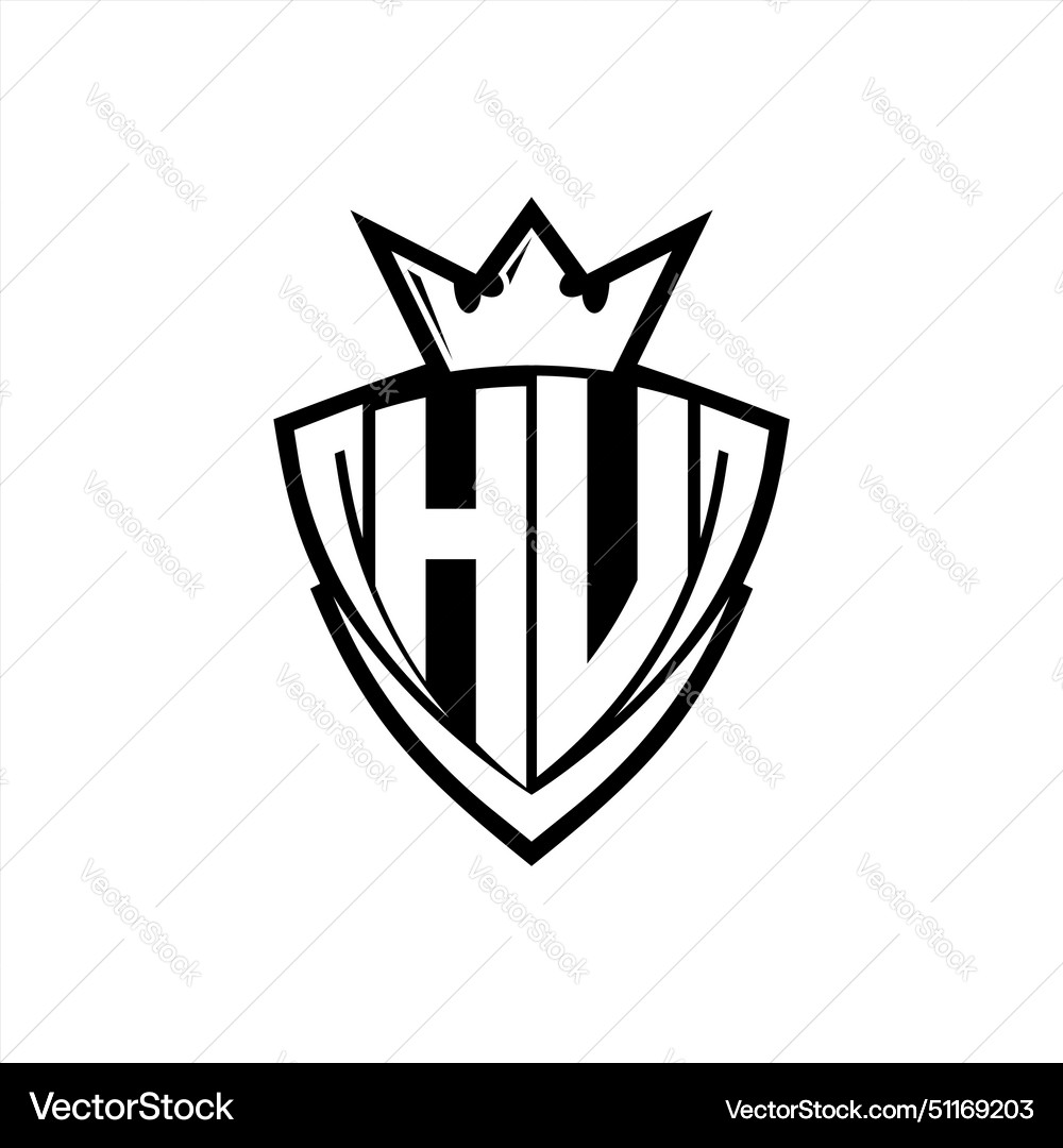Hu letter logo with sharp triangle shield shape Vector Image