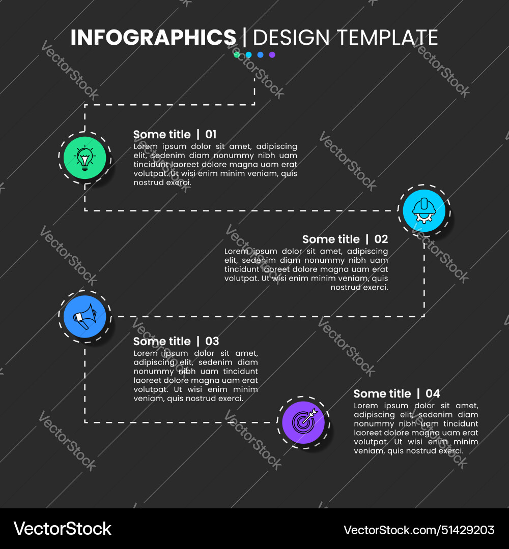 Infographic template line and path to goal with 4 Vector Image