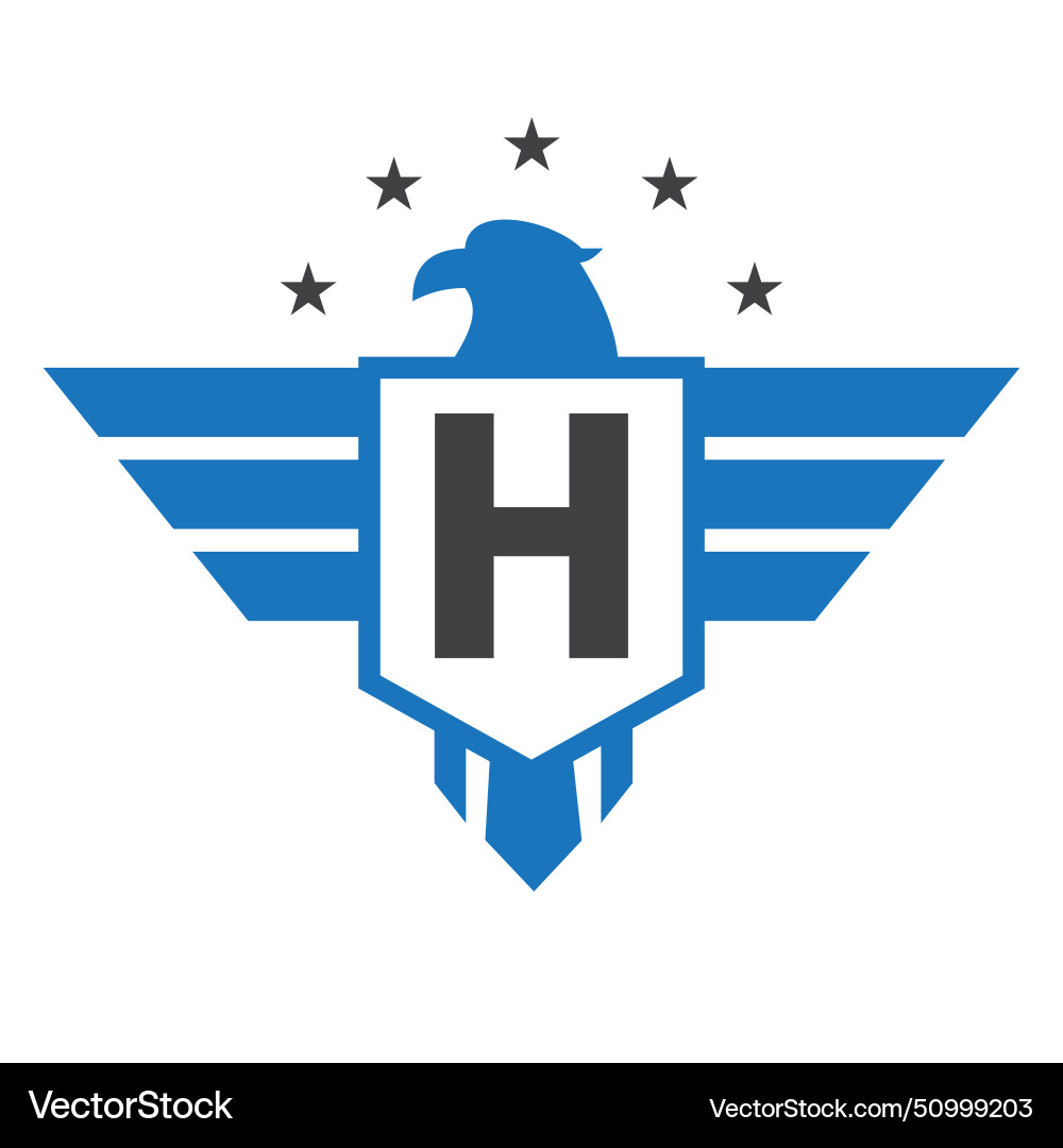 Initial wing logo on letter h for transportation Vector Image