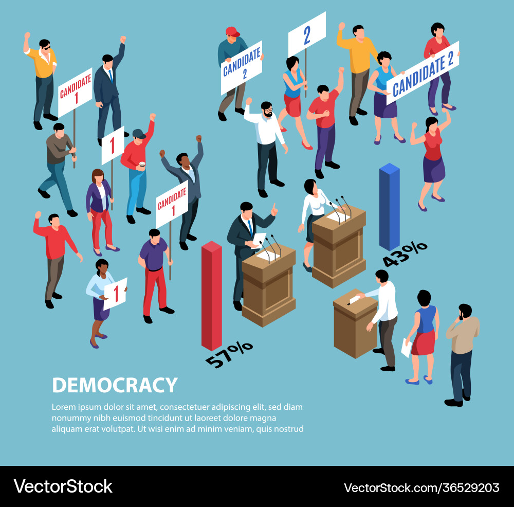 Isometric democracy system background Royalty Free Vector