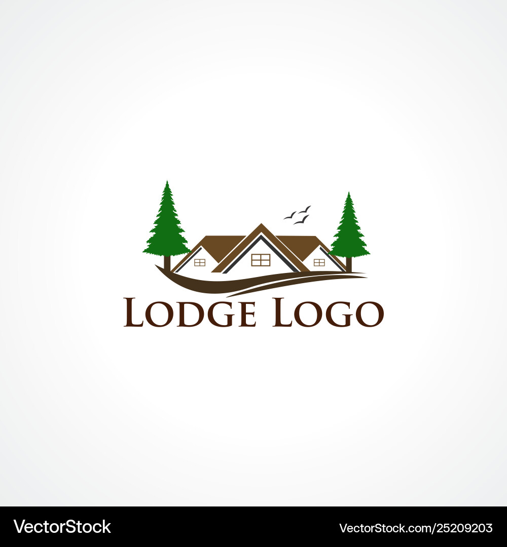 Lodge logo with modern real estate and two tree Vector Image