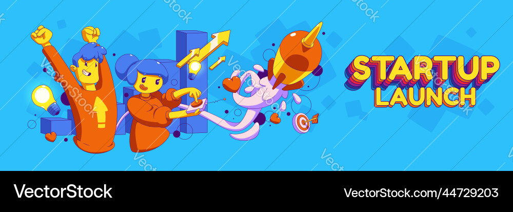 Startup business launch banner template Royalty Free Vector