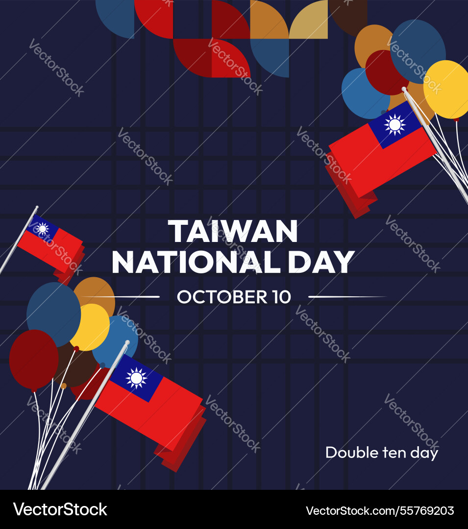 Taiwan double tenth day festive banner in modern Vector Image