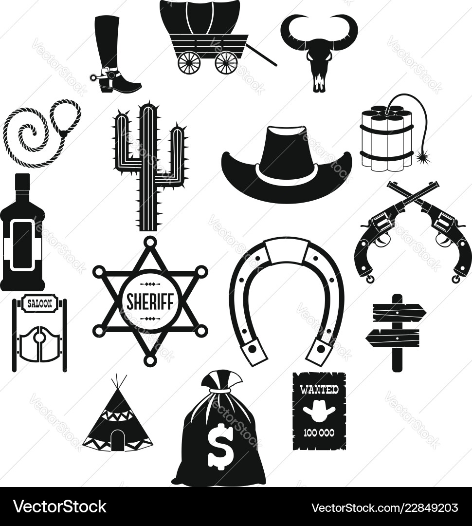 Wild West Cowboy Icons Royalty Free Vector Image