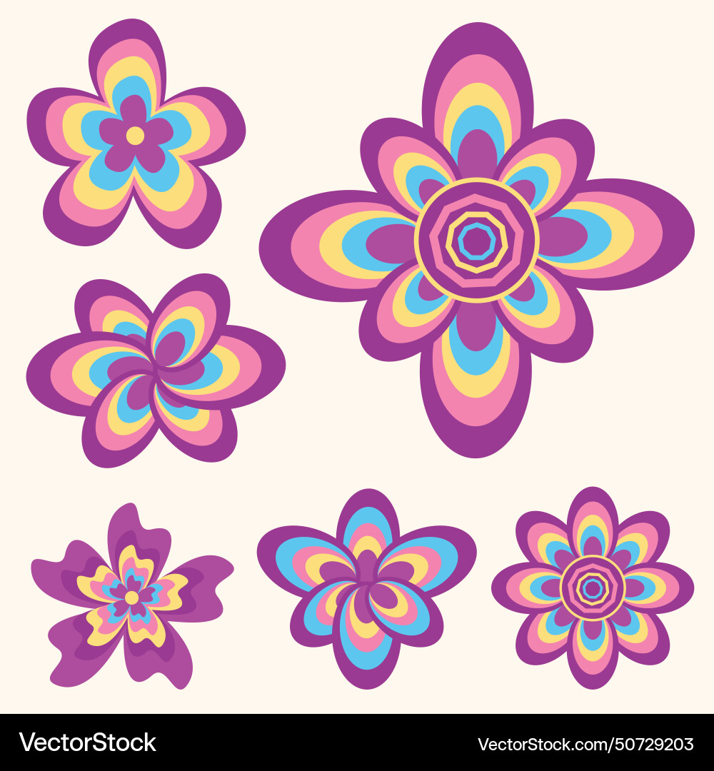 Y2k flower collection Royalty Free Vector Image