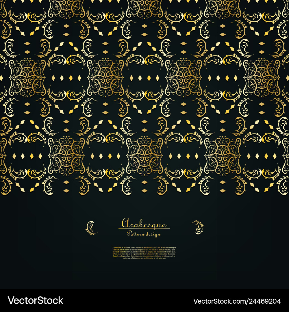Arabesque orient element gold background border Vector Image