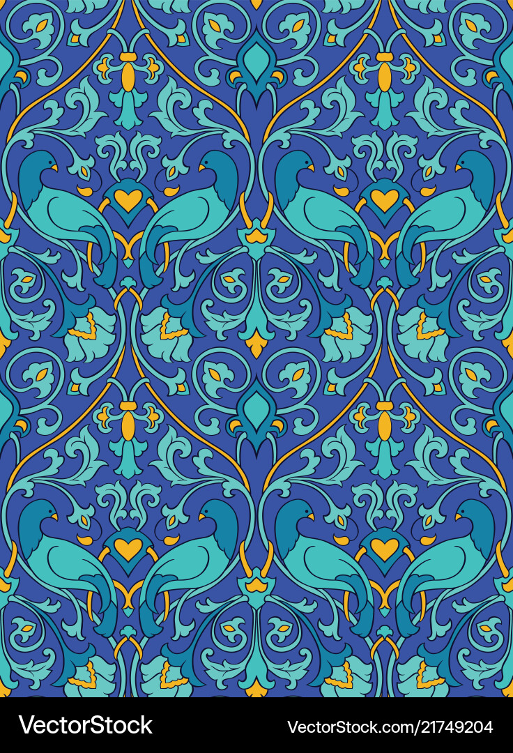 Blue pattern with birds Royalty Free Vector Image
