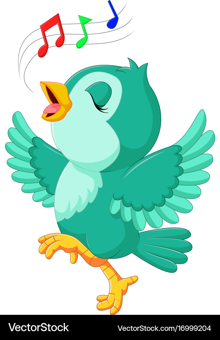 Cute bird singing Royalty Free Vector Image - VectorStock