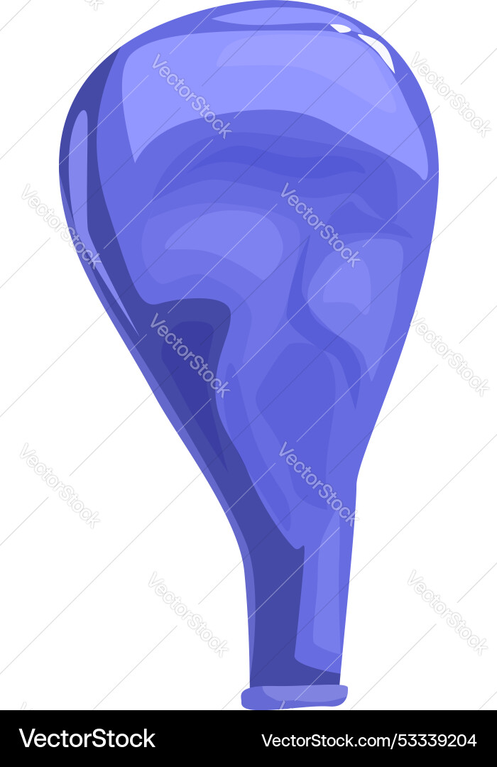 Deflated blue balloon floating on white background