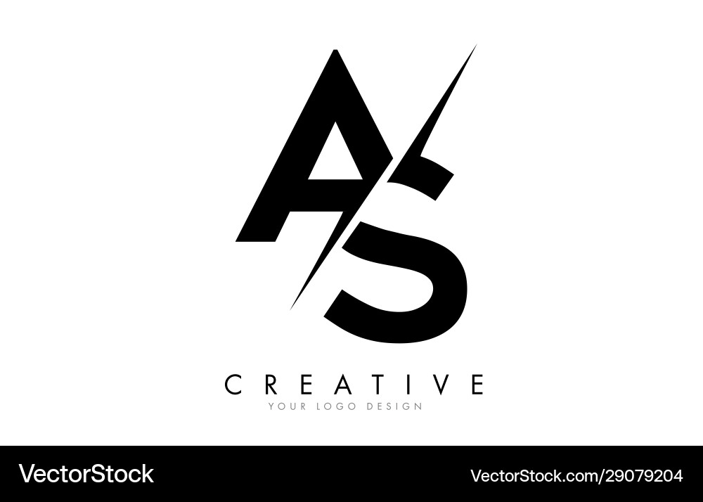 Elegant 'AS' Letter Logo - Cutout Style Royalty Free Vector